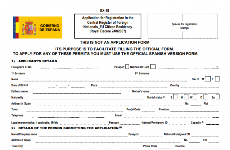 Spanish Residency Form in English - Javea Connect