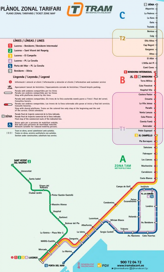 The Alicante - Denia Tram. Information and links to timetables, booking etc. - Javea Connect